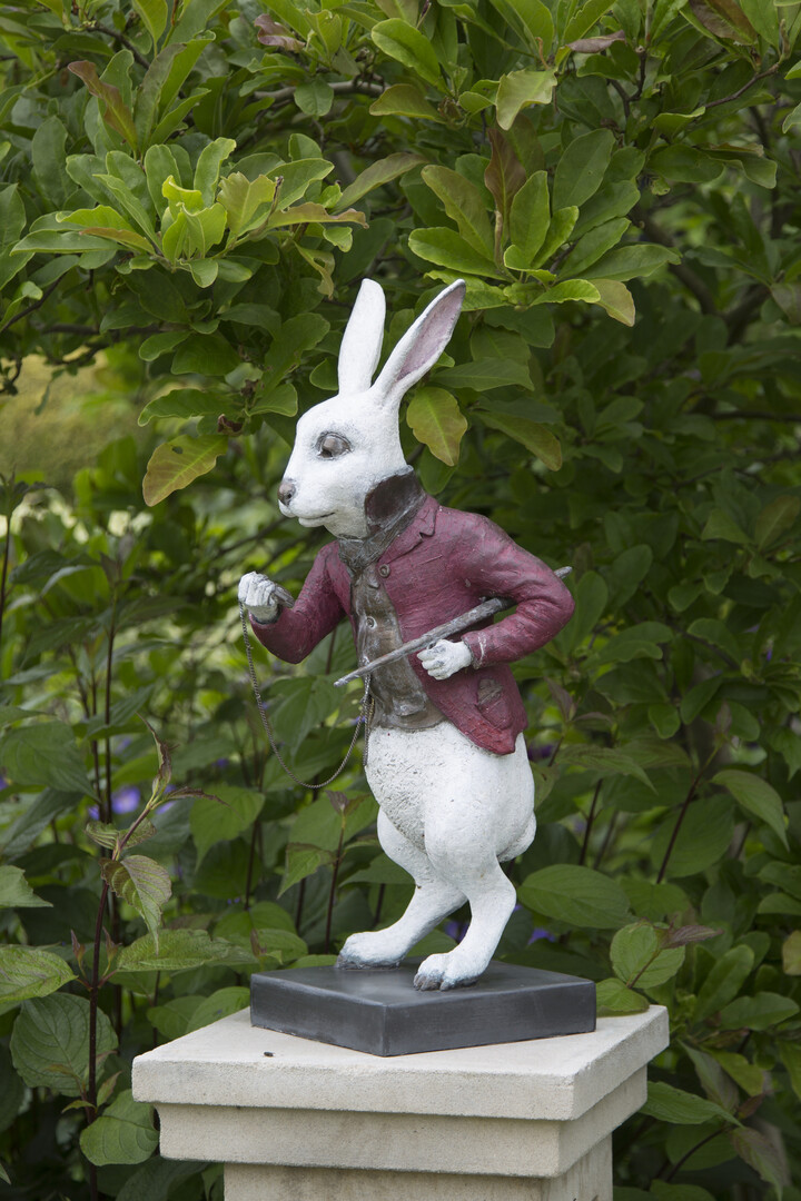 Miniature White Rabbit Sculptures Rabbit With Solar Butterfly Changing