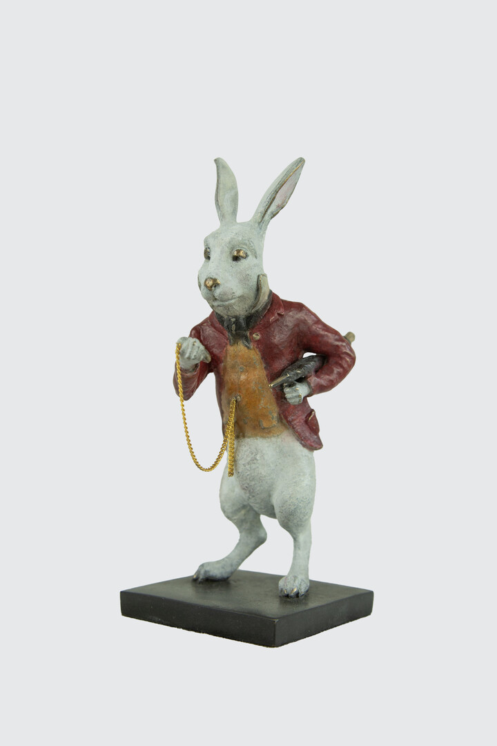 Miniature White Rabbit Sculptures Rabbit With Solar Butterfly Changing